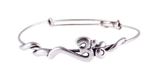 Alex and Ani Spiritual Armour Om Expandable Rafaelian Silver Tone Wire Bangle Bracelet