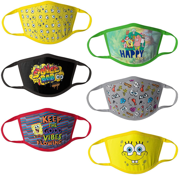 SpongeBob Squarepants Kids' Spongebob Reusable Mask Multipack, SpongeB ...